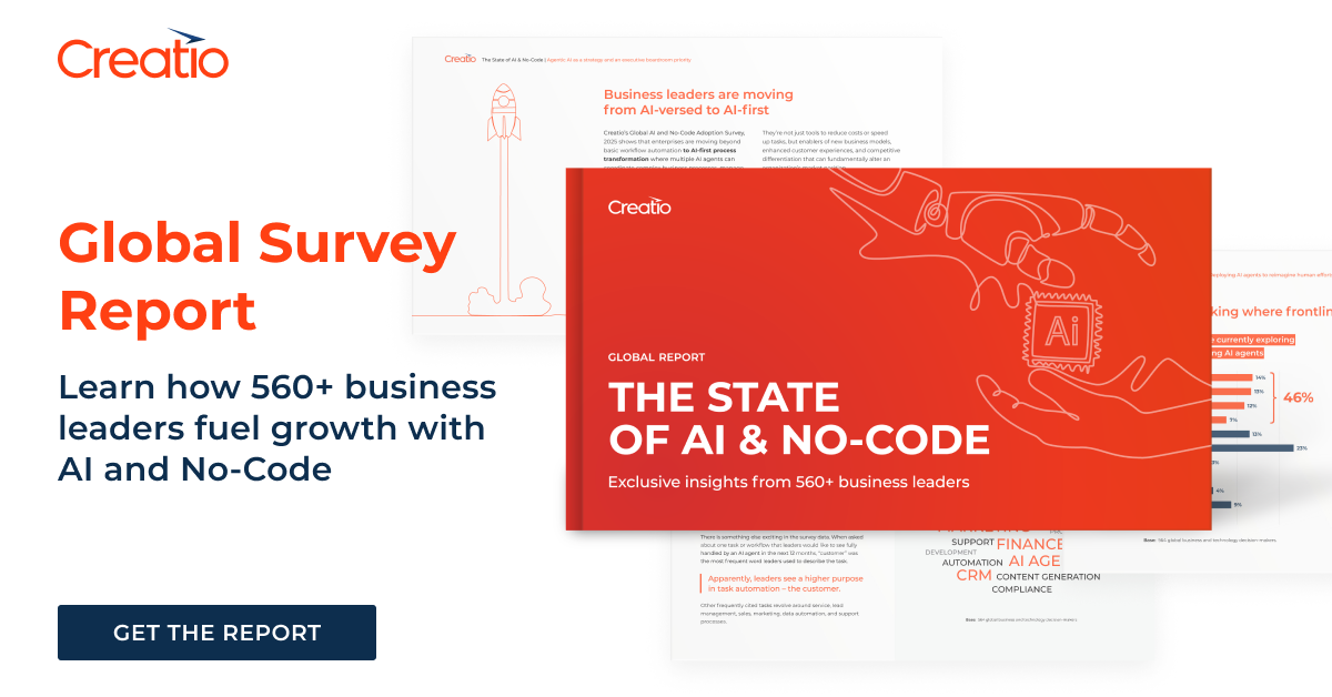 Creatio Releases Global Survey Report Revealing AI Agents and No-Code as Key Enablers of ...